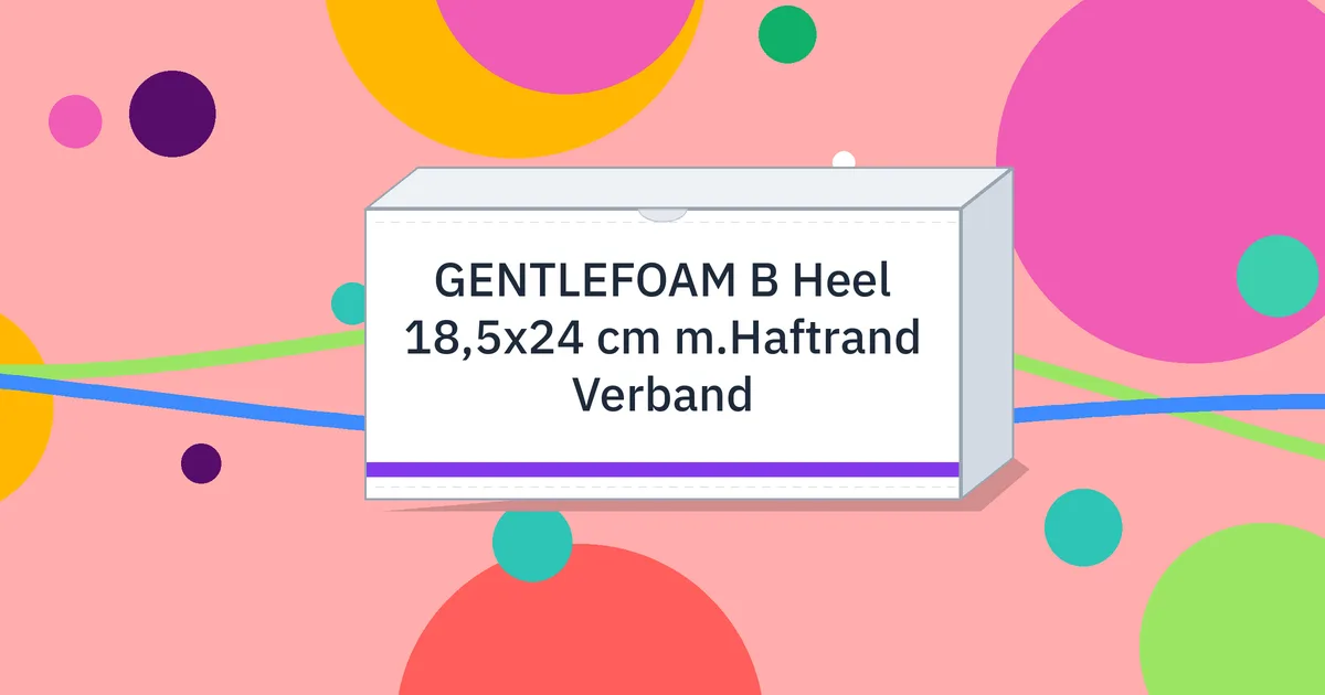 Symbolbild: Packung mit der Aufschrift GENTLEFOAM B Heel 18,5x24 cm m.Haftrand Verband (PZN 19721096) – Verfügbarkeit und Bezug in Apotheken in Frankfurt am Main