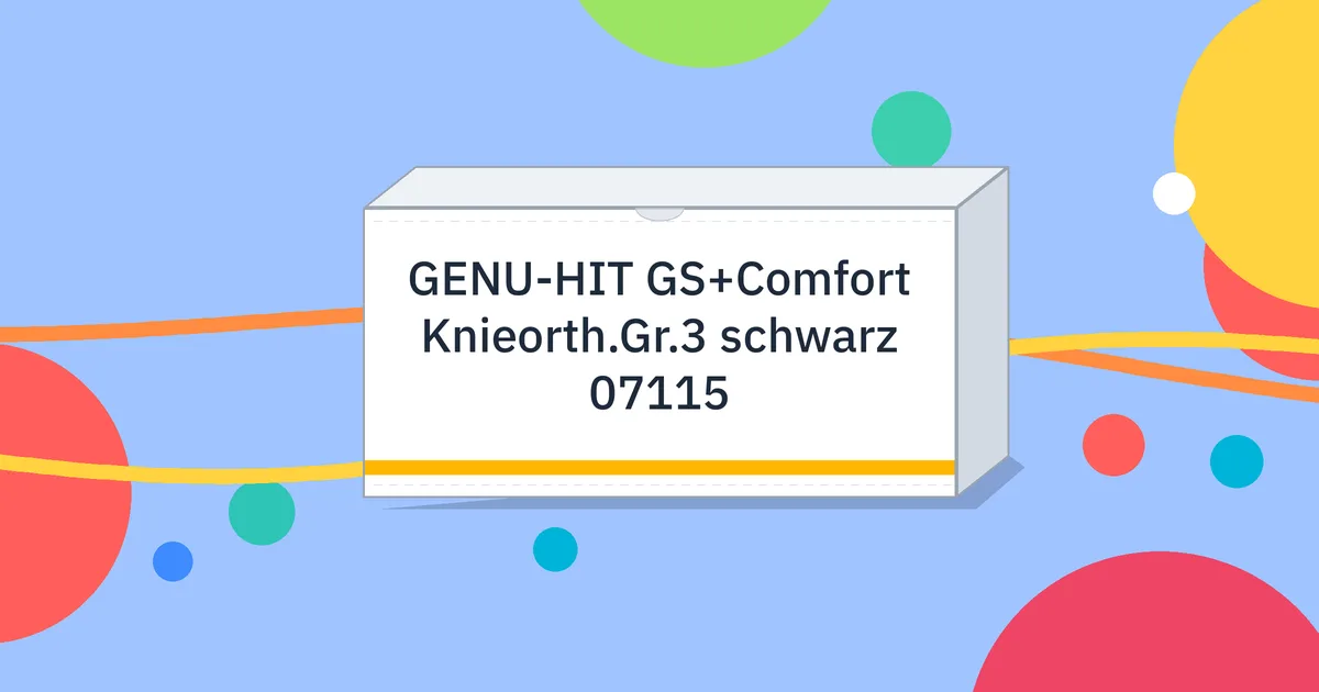 Symbolbild: Packung mit der Aufschrift GENU-HIT GS+Comfort Knieorth.Gr.3 schwarz 07115 (PZN 20835333) – Verfügbarkeit und Bezug in Apotheken in Frankfurt am Main