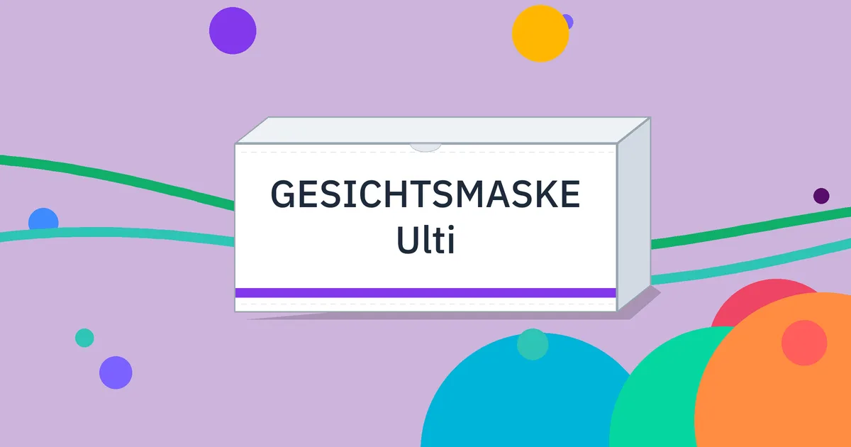 Symbolbild: Packung mit der Aufschrift GESICHTSMASKE Ulti (PZN 06866829) – Verfügbarkeit und Bezug in Apotheken in Frankfurt am Main