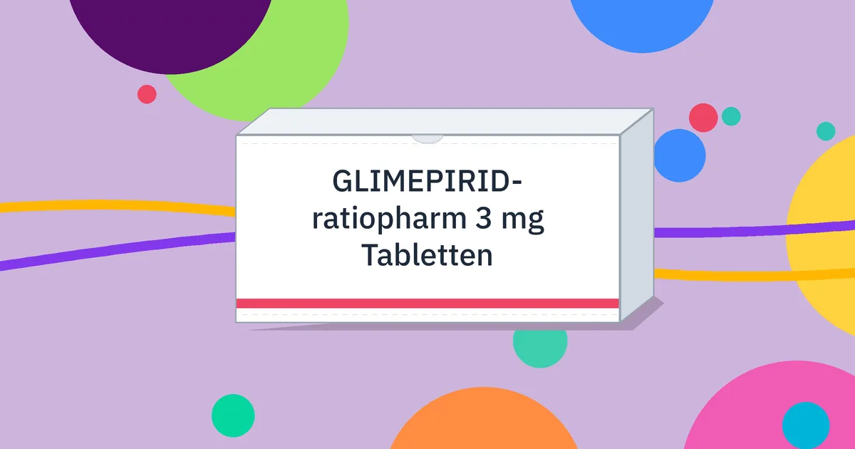 Symbolbild: Packung mit der Aufschrift GLIMEPIRID-ratiopharm 3 mg Tabletten (PZN 01138947) – Verfügbarkeit und Bezug in Apotheken in Frankfurt am Main
