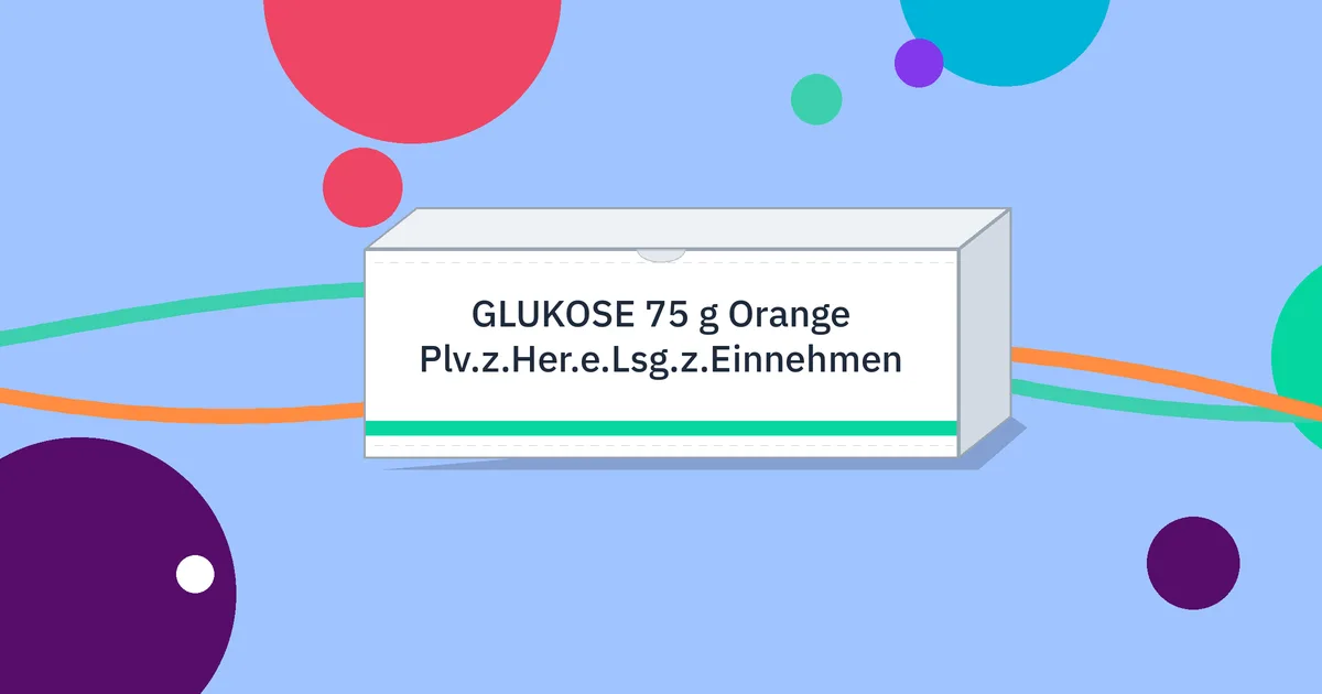 Symbolbild: Packung mit der Aufschrift GLUKOSE 75 g Orange Plv.z.Her.e.Lsg.z.Einnehmen (PZN 11540053) – Verfügbarkeit und Bezug in Apotheken in Frankfurt am Main