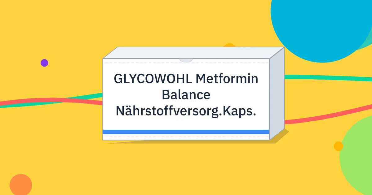 Symbolbild: Packung mit der Aufschrift GLYCOWOHL Metformin Balance Nährstoffversorg.Kaps. (PZN 19899598) – Verfügbarkeit und Bezug in Apotheken in Frankfurt am Main