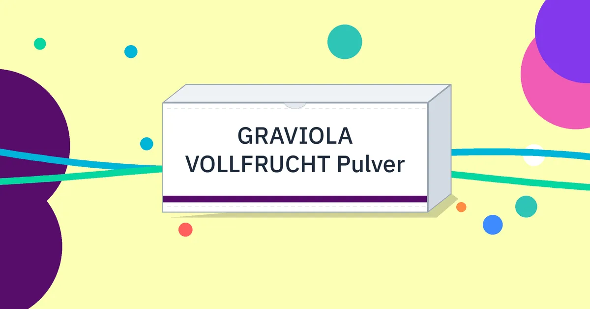 Symbolbild: Packung mit der Aufschrift GRAVIOLA VOLLFRUCHT Pulver (PZN 10627332) – Verfügbarkeit und Bezug in Apotheken in Frankfurt am Main