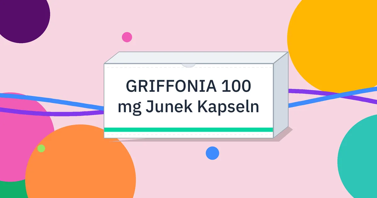 Symbolbild: Packung mit der Aufschrift GRIFFONIA 100 mg Junek Kapseln (PZN 13358855) – Verfügbarkeit und Bezug in Apotheken in Frankfurt am Main