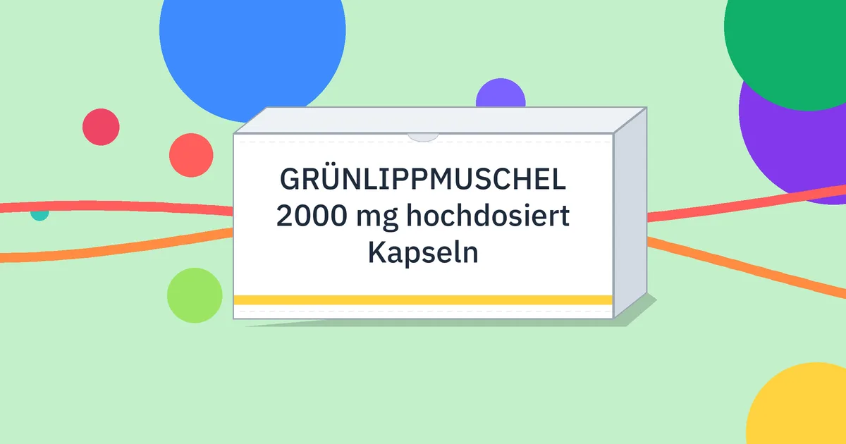 Symbolbild: Packung mit der Aufschrift GRÜNLIPPMUSCHEL 2000 mg hochdosiert Kapseln (PZN 19177095) – Verfügbarkeit und Bezug in Apotheken in Frankfurt am Main