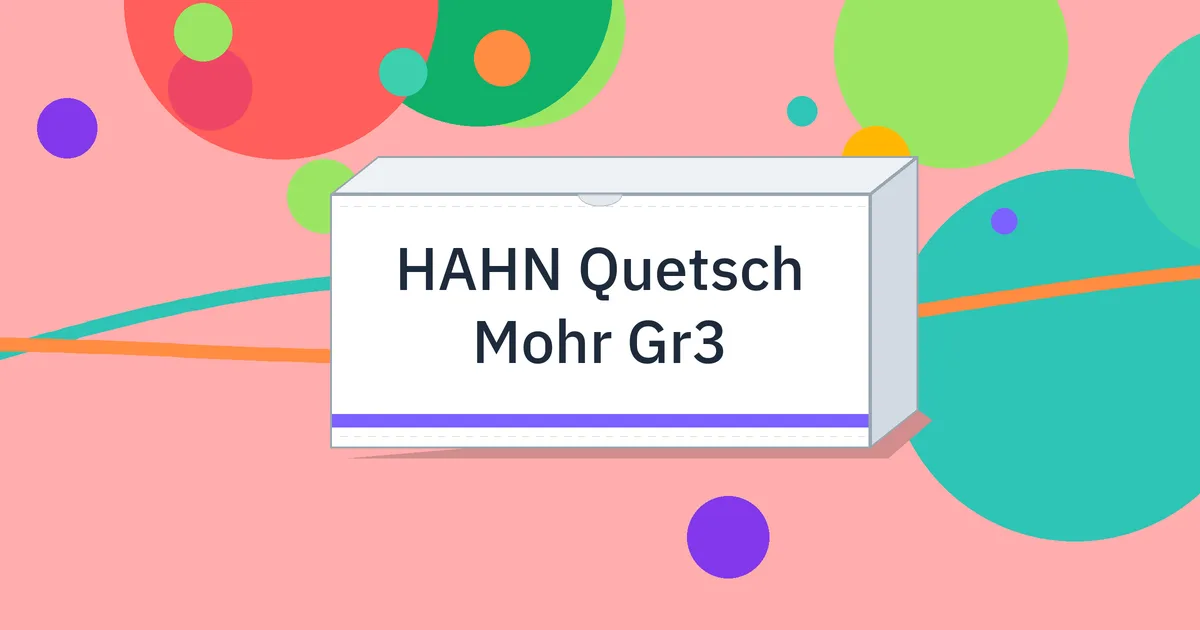 Symbolbild: Packung mit der Aufschrift HAHN Quetsch Mohr Gr3 (PZN 01962586) – Verfügbarkeit und Bezug in Apotheken in Frankfurt am Main