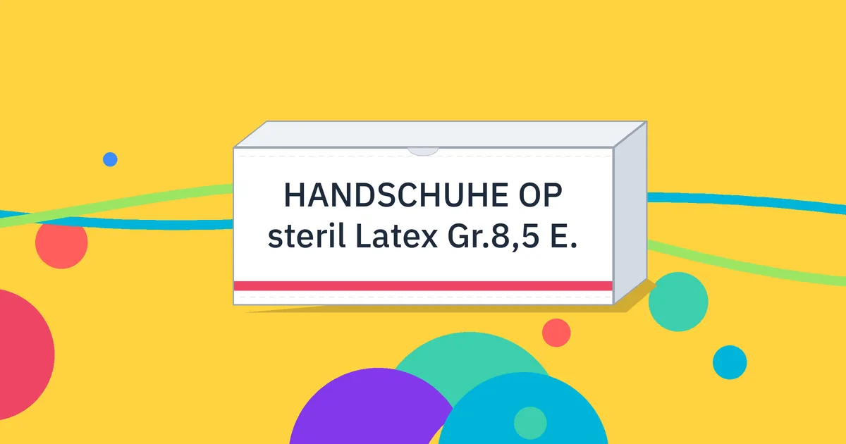 Symbolbild: Packung mit der Aufschrift HANDSCHUHE OP steril Latex Gr.8,5 E. (PZN 01963373) – Verfügbarkeit und Bezug in Apotheken in Frankfurt am Main