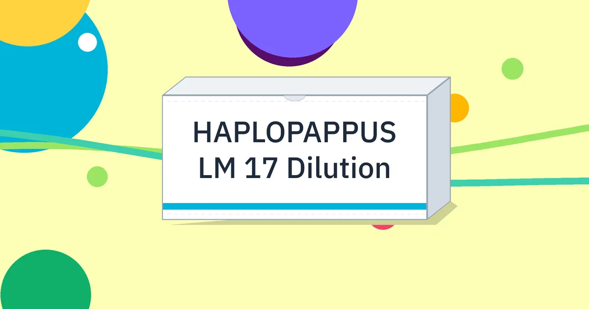 Symbolbild: Packung mit der Aufschrift HAPLOPAPPUS LM 17 Dilution (PZN 12884949) – Verfügbarkeit und Bezug in Apotheken in Frankfurt am Main