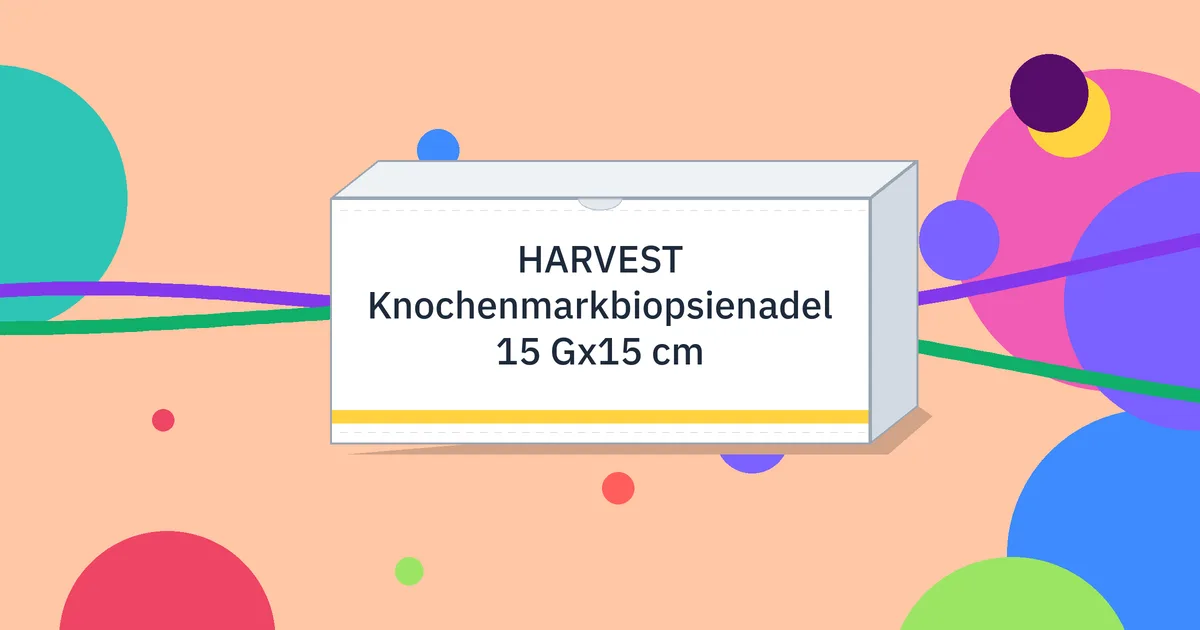 Symbolbild: Packung mit der Aufschrift HARVEST Knochenmarkbiopsienadel 15 Gx15 cm (PZN 16921854) – Verfügbarkeit und Bezug in Apotheken in Frankfurt am Main