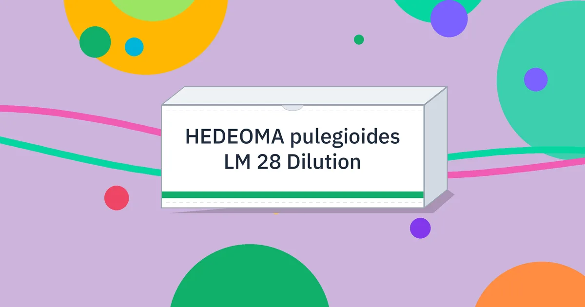 Symbolbild: Packung mit der Aufschrift HEDEOMA pulegioides LM 28 Dilution (PZN 13551374) – Verfügbarkeit und Bezug in Apotheken in Frankfurt am Main