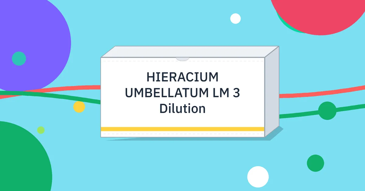 Symbolbild: Packung mit der Aufschrift HIERACIUM UMBELLATUM LM 3 Dilution (PZN 13553829) – Verfügbarkeit und Bezug in Apotheken in Frankfurt am Main