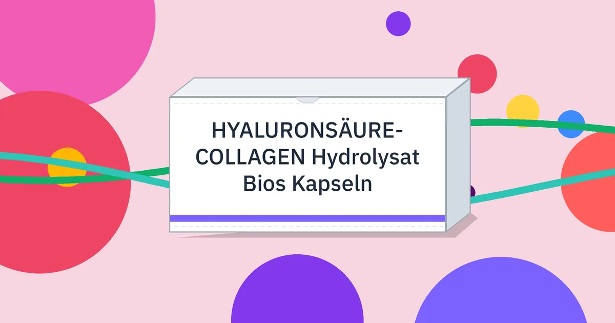 Symbolbild: Packung mit der Aufschrift HYALURONSÄURE-COLLAGEN Hydrolysat Bios Kapseln (PZN 09324767) – Verfügbarkeit und Bezug in Apotheken in Frankfurt am Main