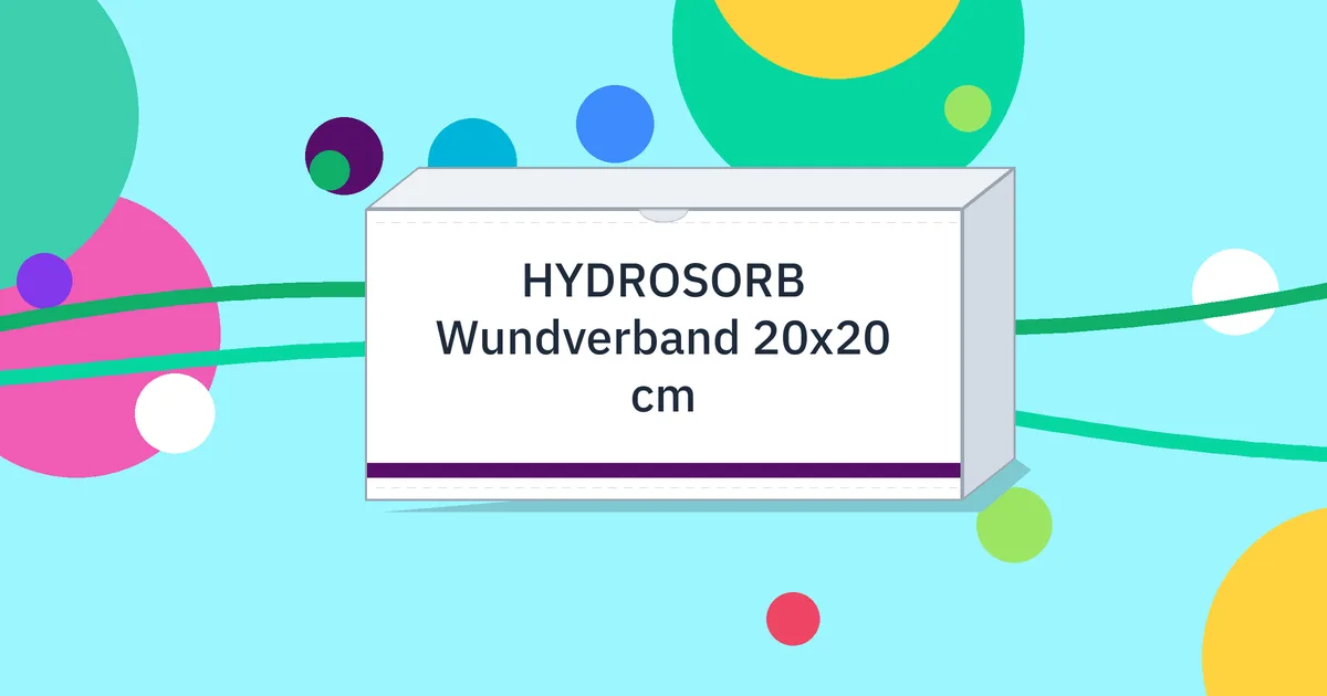Symbolbild: Packung mit der Aufschrift HYDROSORB Wundverband 20x20 cm (PZN 02897201) – Verfügbarkeit und Bezug in Apotheken in Frankfurt am Main