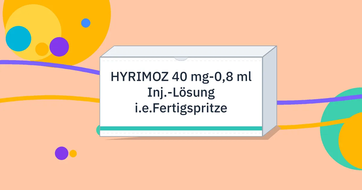 Symbolbild: Packung mit der Aufschrift HYRIMOZ 40 mg-0,8 ml Inj.-Lösung i.e.Fertigspritze (PZN 15863020) – Verfügbarkeit und Bezug in Apotheken in Frankfurt am Main