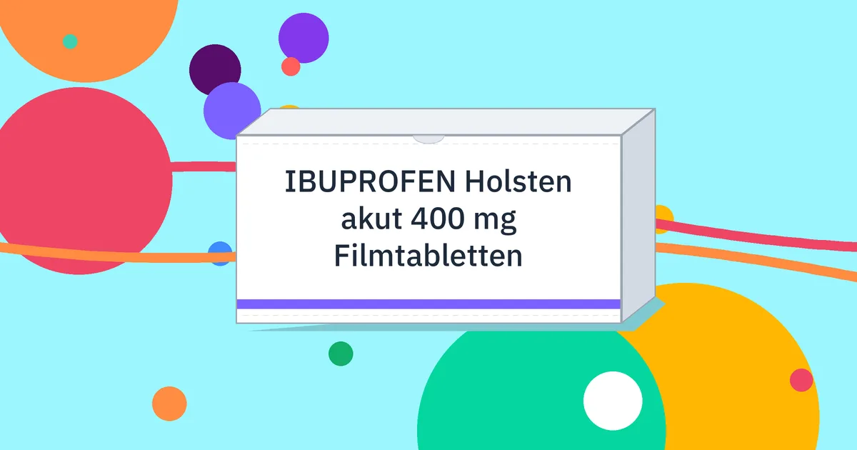 Symbolbild: Packung mit der Aufschrift IBUPROFEN Holsten akut 400 mg Filmtabletten (PZN 13716378) – Verfügbarkeit und Bezug in Apotheken in Frankfurt am Main