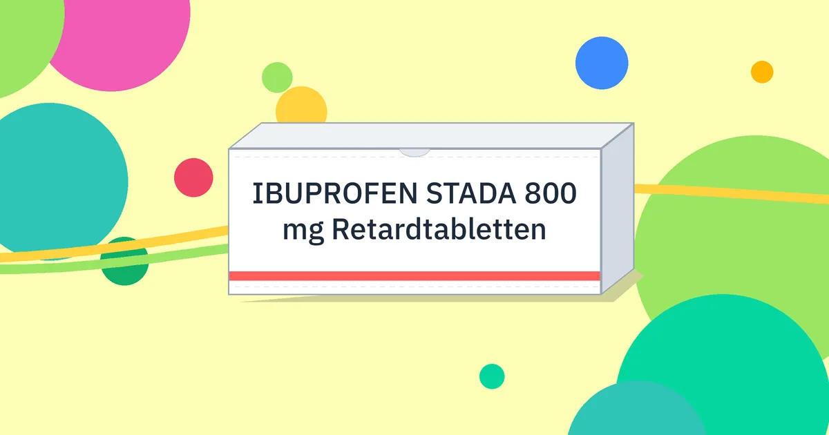 Symbolbild: Packung mit der Aufschrift IBUPROFEN STADA 800 mg Retardtabletten (PZN 03716673) – Verfügbarkeit und Bezug in Apotheken in Frankfurt am Main