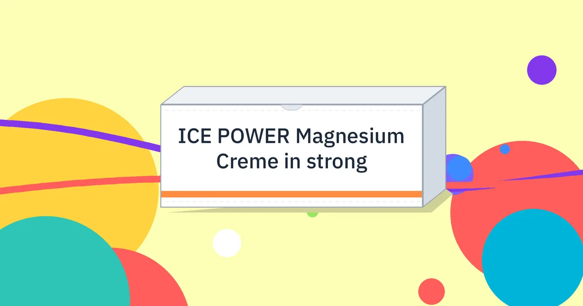 Symbolbild: Packung mit der Aufschrift ICE POWER Magnesium Creme in strong (PZN 20796509) – Verfügbarkeit und Bezug in Apotheken in Frankfurt am Main