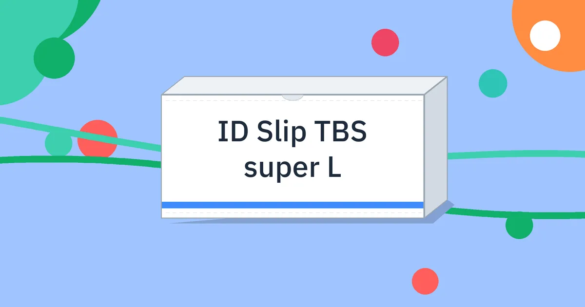 Symbolbild: Packung mit der Aufschrift ID Slip TBS super L (PZN 16626718) – Verfügbarkeit und Bezug in Apotheken in Frankfurt am Main