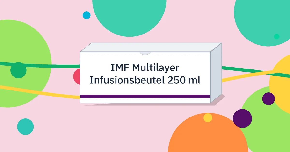 Symbolbild: Packung mit der Aufschrift IMF Multilayer Infusionsbeutel 250 ml (PZN 17309747) – Verfügbarkeit und Bezug in Apotheken in Frankfurt am Main