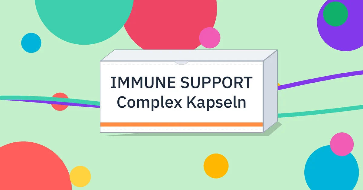 Symbolbild: Packung mit der Aufschrift IMMUNE SUPPORT Complex Kapseln (PZN 16923681) – Verfügbarkeit und Bezug in Apotheken in Frankfurt am Main