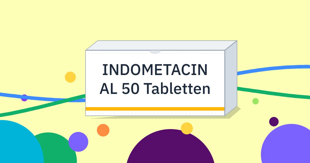 Symbolbild: Packung mit der Aufschrift INDOMETACIN AL 50 Tabletten (PZN 00425308) – Verfügbarkeit und Bezug in Apotheken in Frankfurt am Main
