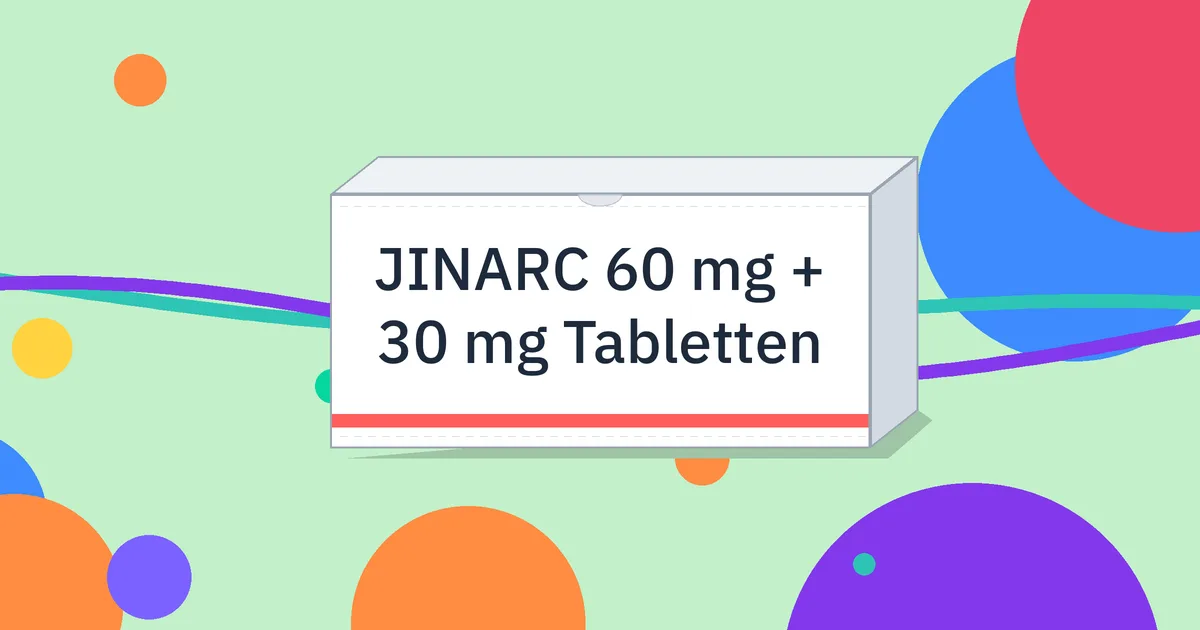 Symbolbild: Packung mit der Aufschrift JINARC 60 mg + 30 mg Tabletten (PZN 11160907) – Verfügbarkeit und Bezug in Apotheken in Frankfurt am Main