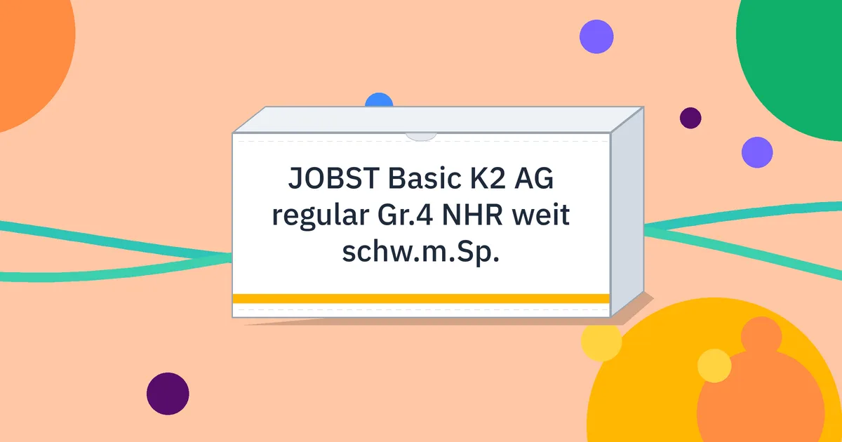 Symbolbild: Packung mit der Aufschrift JOBST Basic K2 AG regular Gr.4 NHR weit schw.m.Sp. (PZN 15311817) – Verfügbarkeit und Bezug in Apotheken in Frankfurt am Main