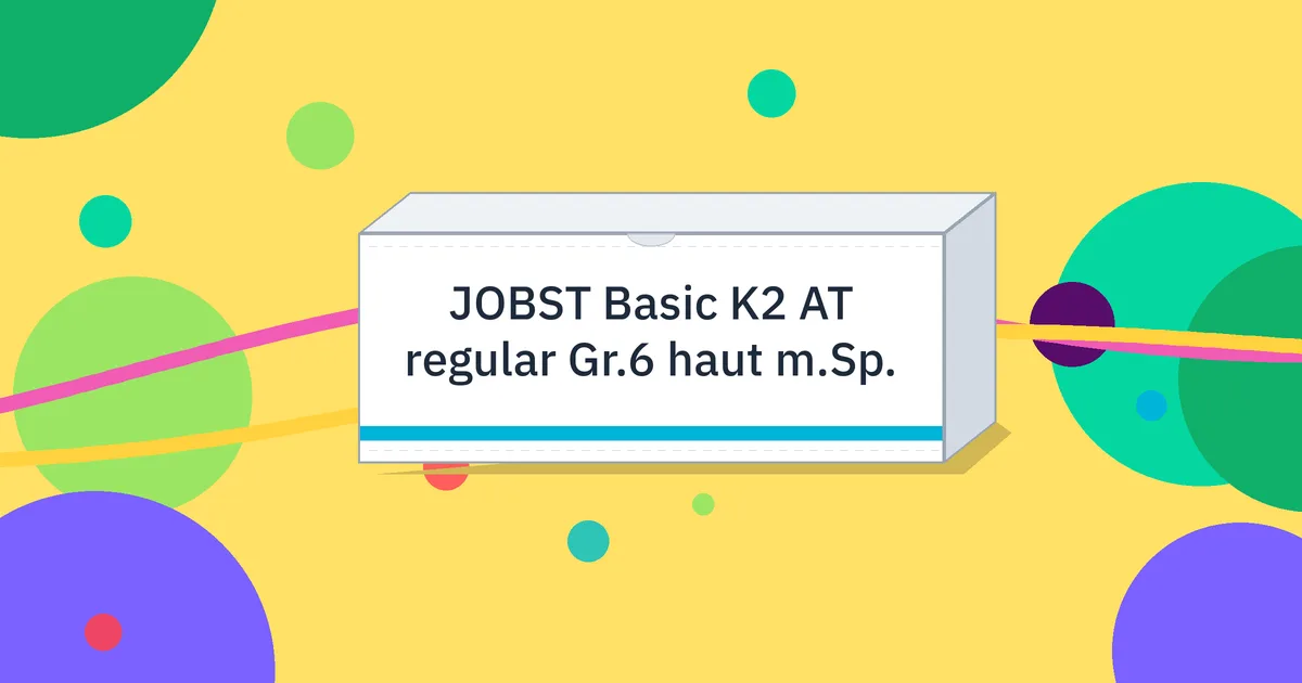 Symbolbild: Packung mit der Aufschrift JOBST Basic K2 AT regular Gr.6 haut m.Sp. (PZN 13060699) – Verfügbarkeit und Bezug in Apotheken in Frankfurt am Main