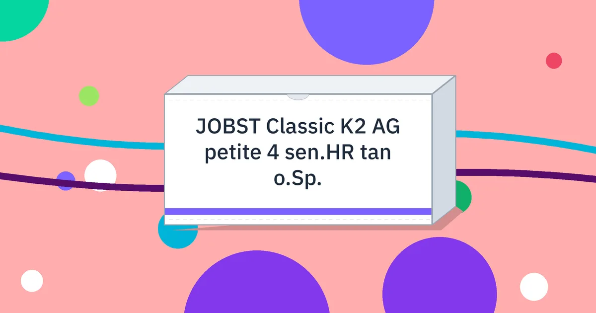 Symbolbild: Packung mit der Aufschrift JOBST Classic K2 AG petite 4 sen.HR tan o.Sp. (PZN 17961198) – Verfügbarkeit und Bezug in Apotheken in Frankfurt am Main