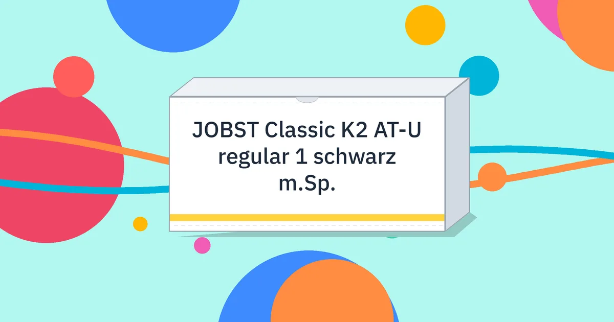 Symbolbild: Packung mit der Aufschrift JOBST Classic K2 AT-U regular 1 schwarz m.Sp. (PZN 13069358) – Verfügbarkeit und Bezug in Apotheken in Frankfurt am Main