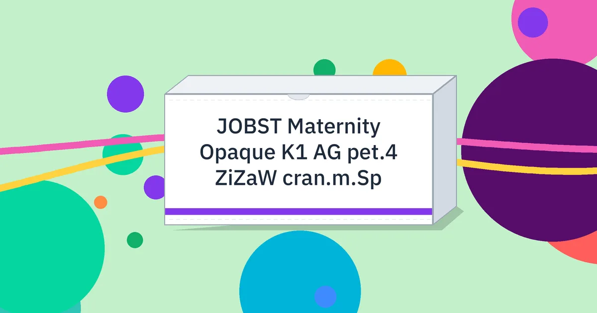 Symbolbild: Packung mit der Aufschrift JOBST Maternity Opaque K1 AG pet.4 ZiZaW cran.m.Sp (PZN 15857456) – Verfügbarkeit und Bezug in Apotheken in Frankfurt am Main