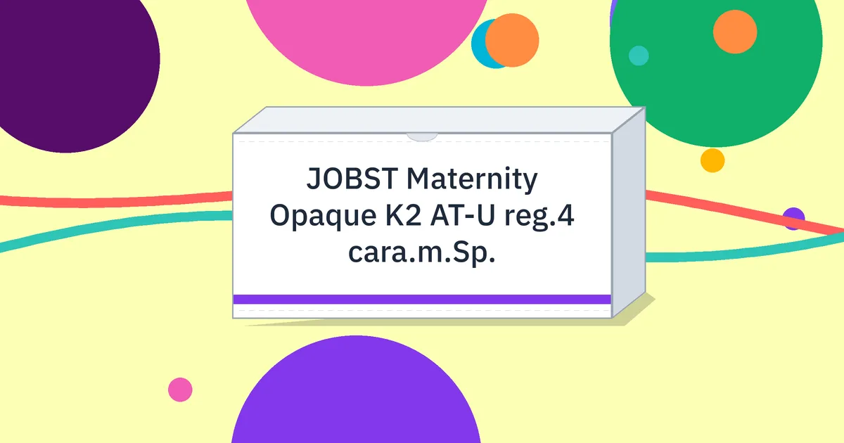 Symbolbild: Packung mit der Aufschrift JOBST Maternity Opaque K2 AT-U reg.4 cara.m.Sp. (PZN 15851755) – Verfügbarkeit und Bezug in Apotheken in Frankfurt am Main