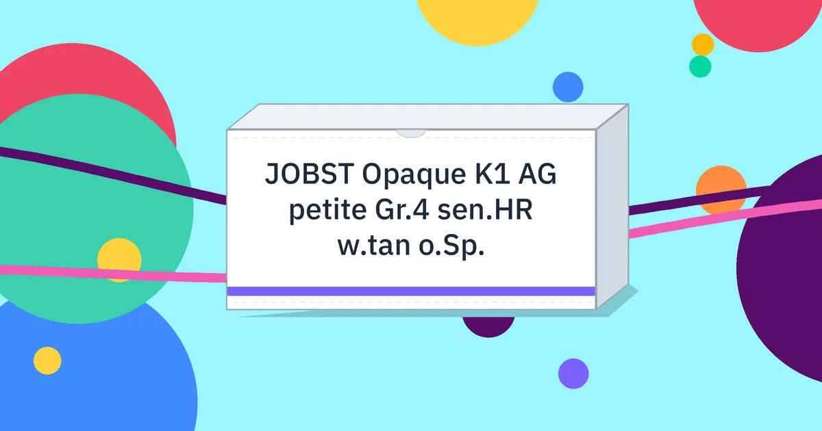 Symbolbild: Packung mit der Aufschrift JOBST Opaque K1 AG petite Gr.4 sen.HR w.tan o.Sp. (PZN 16270262) – Verfügbarkeit und Bezug in Apotheken in Frankfurt am Main