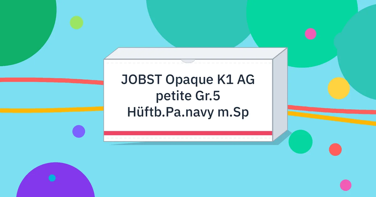Symbolbild: Packung mit der Aufschrift JOBST Opaque K1 AG petite Gr.5 Hüftb.Pa.navy m.Sp (PZN 13098348) – Verfügbarkeit und Bezug in Apotheken in Frankfurt am Main