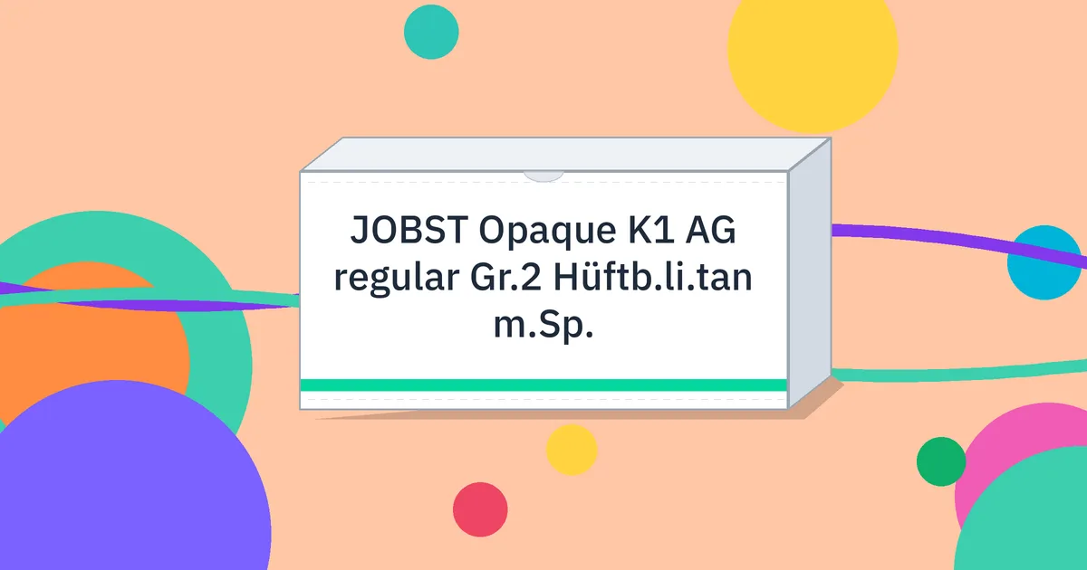 Symbolbild: Packung mit der Aufschrift JOBST Opaque K1 AG regular Gr.2 Hüftb.li.tan m.Sp. (PZN 16272574) – Verfügbarkeit und Bezug in Apotheken in Frankfurt am Main