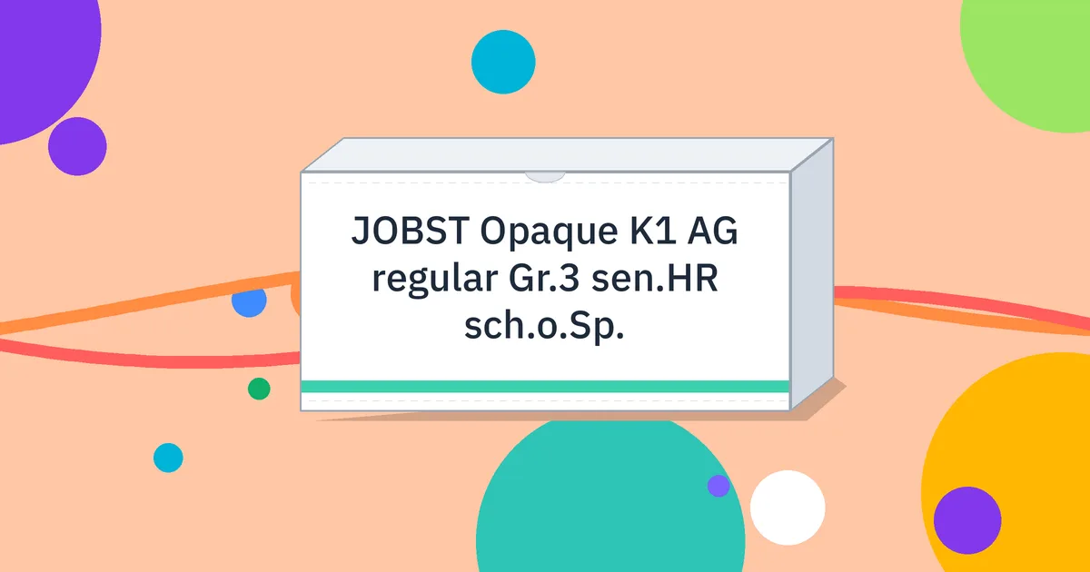 Symbolbild: Packung mit der Aufschrift JOBST Opaque K1 AG regular Gr.3 sen.HR sch.o.Sp. (PZN 13096154) – Verfügbarkeit und Bezug in Apotheken in Frankfurt am Main