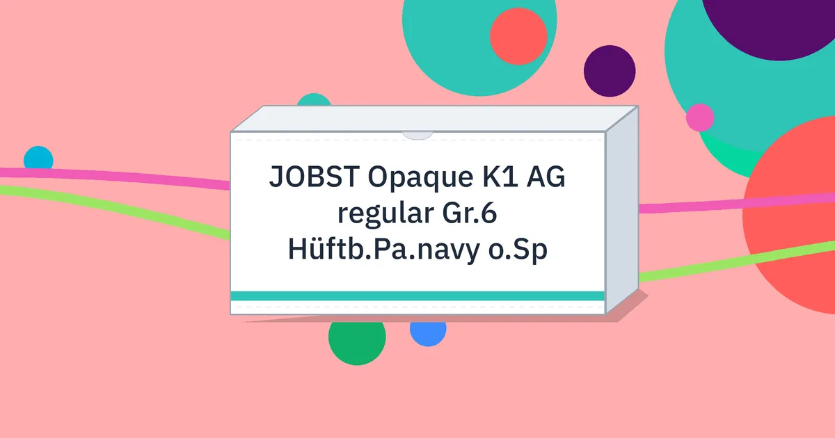 Symbolbild: Packung mit der Aufschrift JOBST Opaque K1 AG regular Gr.6 Hüftb.Pa.navy o.Sp (PZN 13100884) – Verfügbarkeit und Bezug in Apotheken in Frankfurt am Main