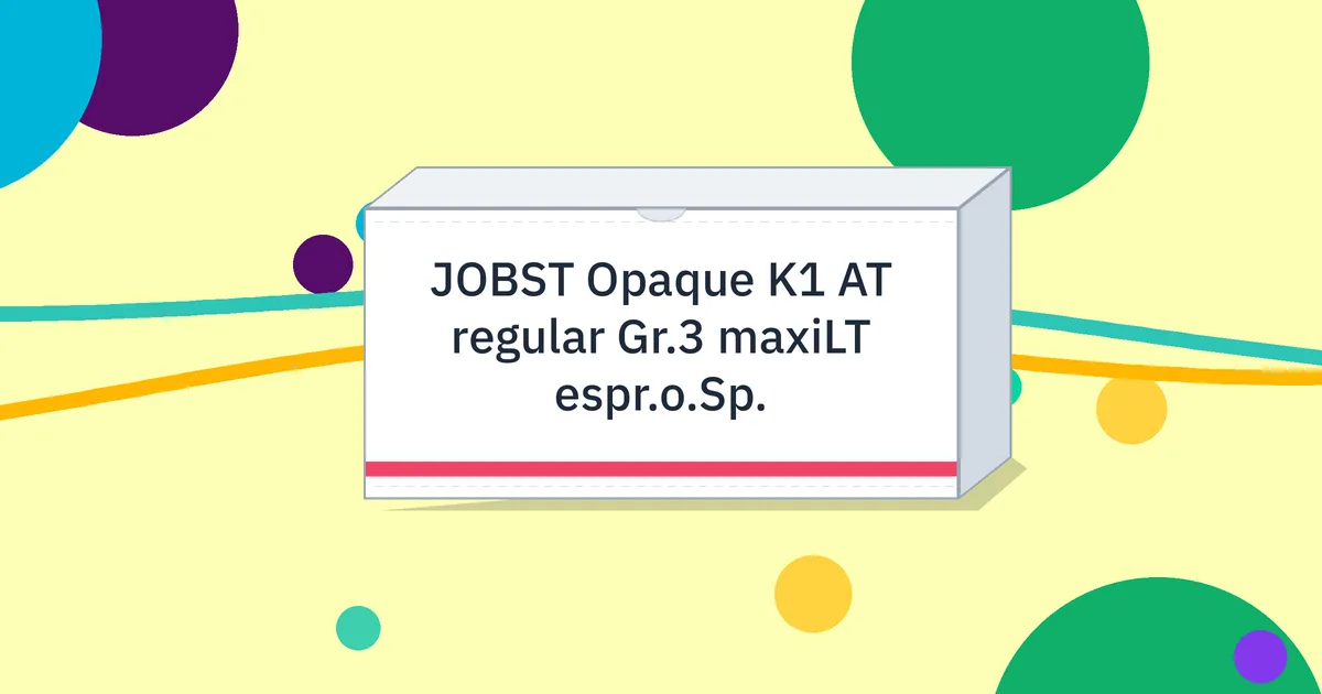 Symbolbild: Packung mit der Aufschrift JOBST Opaque K1 AT regular Gr.3 maxiLT espr.o.Sp. (PZN 16275437) – Verfügbarkeit und Bezug in Apotheken in Frankfurt am Main
