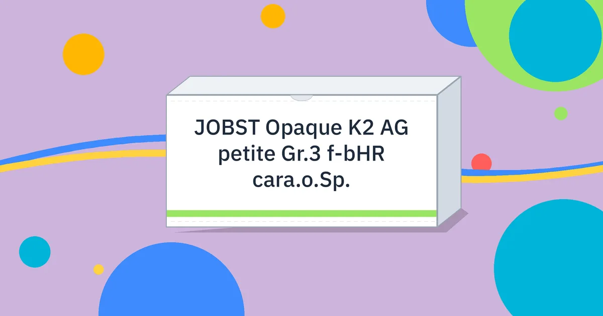Symbolbild: Packung mit der Aufschrift JOBST Opaque K2 AG petite Gr.3 f-bHR cara.o.Sp. (PZN 10723538) – Verfügbarkeit und Bezug in Apotheken in Frankfurt am Main