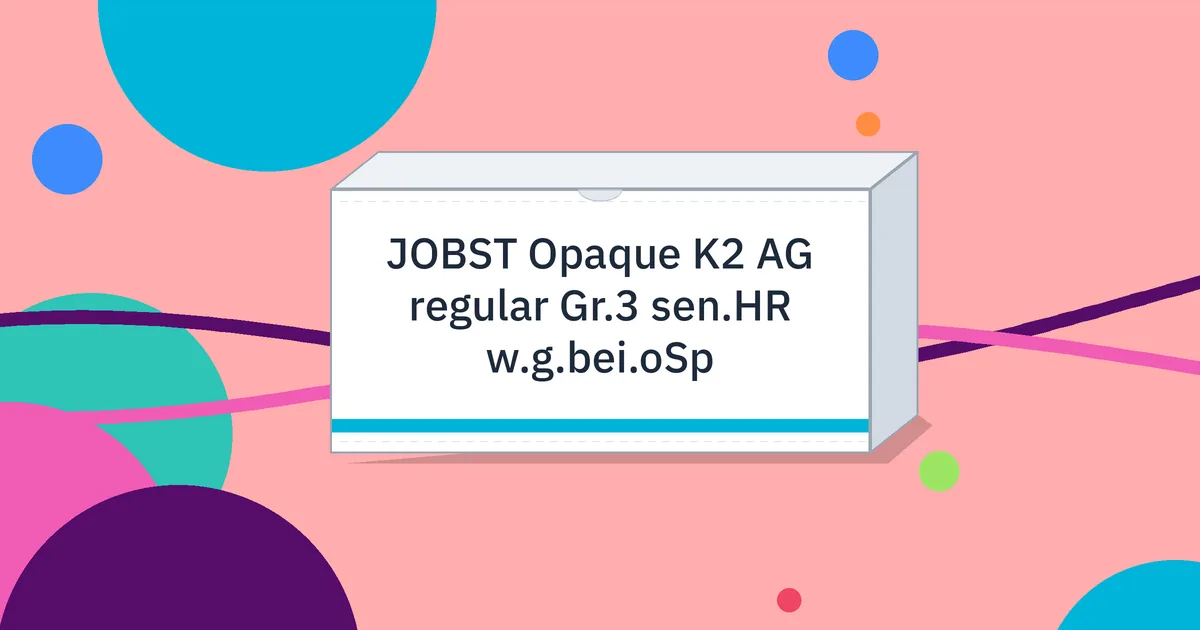 Symbolbild: Packung mit der Aufschrift JOBST Opaque K2 AG regular Gr.3 sen.HR w.g.bei.oSp (PZN 16280705) – Verfügbarkeit und Bezug in Apotheken in Frankfurt am Main