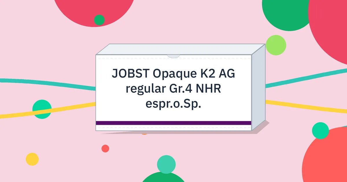 Symbolbild: Packung mit der Aufschrift JOBST Opaque K2 AG regular Gr.4 NHR espr.o.Sp. (PZN 16281863) – Verfügbarkeit und Bezug in Apotheken in Frankfurt am Main