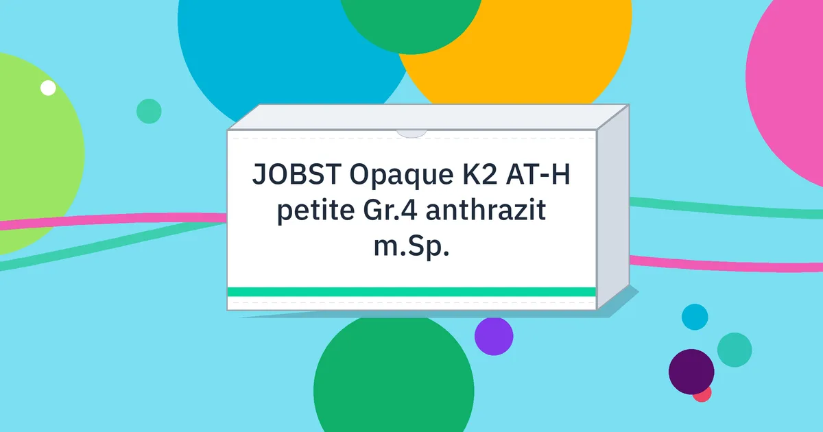 Symbolbild: Packung mit der Aufschrift JOBST Opaque K2 AT-H petite Gr.4 anthrazit m.Sp. (PZN 16292105) – Verfügbarkeit und Bezug in Apotheken in Frankfurt am Main