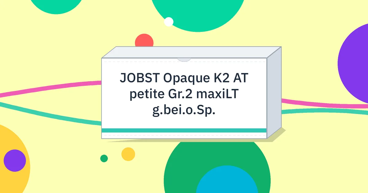 Symbolbild: Packung mit der Aufschrift JOBST Opaque K2 AT petite Gr.2 maxiLT g.bei.o.Sp. (PZN 16290856) – Verfügbarkeit und Bezug in Apotheken in Frankfurt am Main
