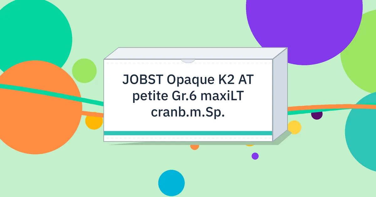 Symbolbild: Packung mit der Aufschrift JOBST Opaque K2 AT petite Gr.6 maxiLT cranb.m.Sp. (PZN 13118660) – Verfügbarkeit und Bezug in Apotheken in Frankfurt am Main