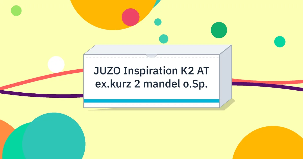 Symbolbild: Packung mit der Aufschrift JUZO Inspiration K2 AT ex.kurz 2 mandel o.Sp. (PZN 14931989) – Verfügbarkeit und Bezug in Apotheken in Frankfurt am Main
