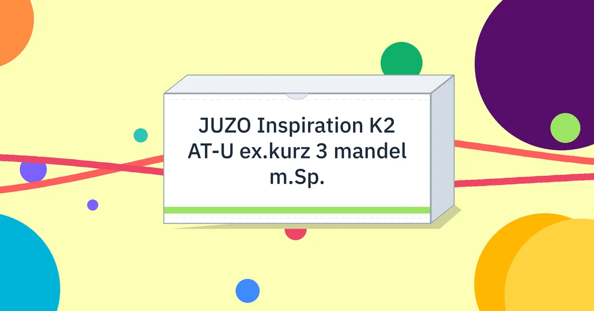 Symbolbild: Packung mit der Aufschrift JUZO Inspiration K2 AT-U ex.kurz 3 mandel m.Sp. (PZN 14965853) – Verfügbarkeit und Bezug in Apotheken in Frankfurt am Main