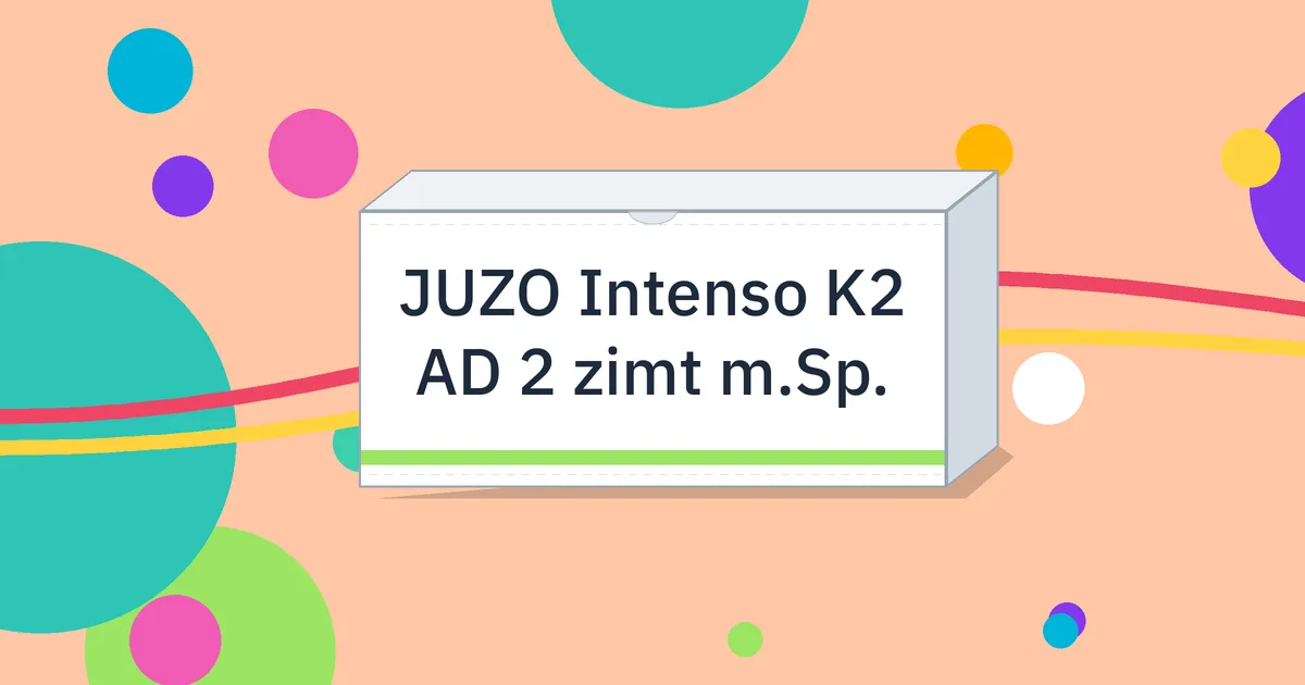 Symbolbild: Packung mit der Aufschrift JUZO Intenso K2 AD 2 zimt m.Sp. (PZN 18606134) – Verfügbarkeit und Bezug in Apotheken in Frankfurt am Main