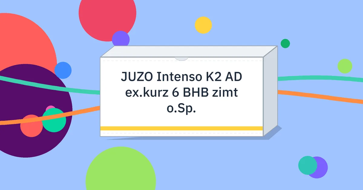 Symbolbild: Packung mit der Aufschrift JUZO Intenso K2 AD ex.kurz 6 BHB zimt o.Sp. (PZN 18625580) – Verfügbarkeit und Bezug in Apotheken in Frankfurt am Main