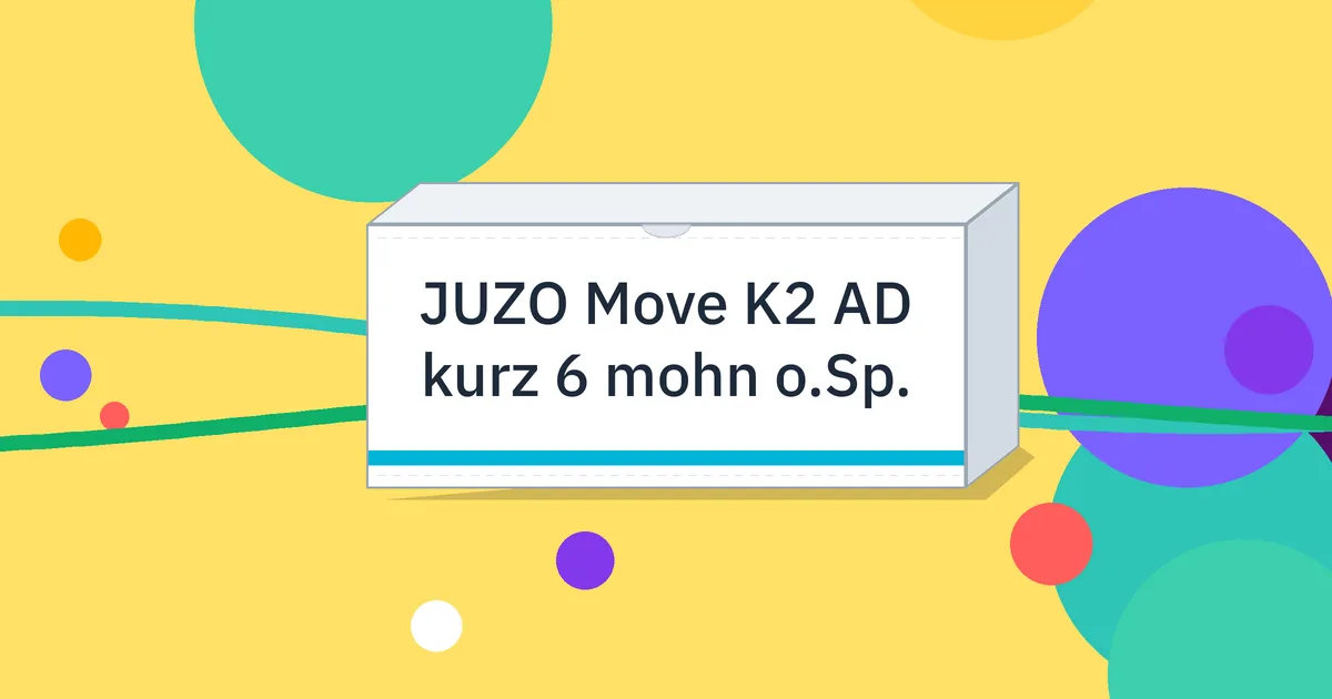 Symbolbild: Packung mit der Aufschrift JUZO Move K2 AD kurz 6 mohn o.Sp. (PZN 18540955) – Verfügbarkeit und Bezug in Apotheken in Frankfurt am Main