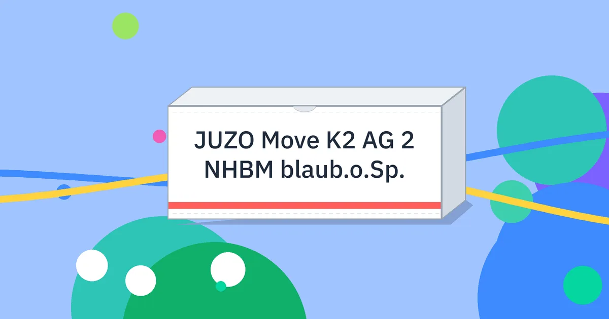 Symbolbild: Packung mit der Aufschrift JUZO Move K2 AG 2 NHBM blaub.o.Sp. (PZN 18556838) – Verfügbarkeit und Bezug in Apotheken in Frankfurt am Main